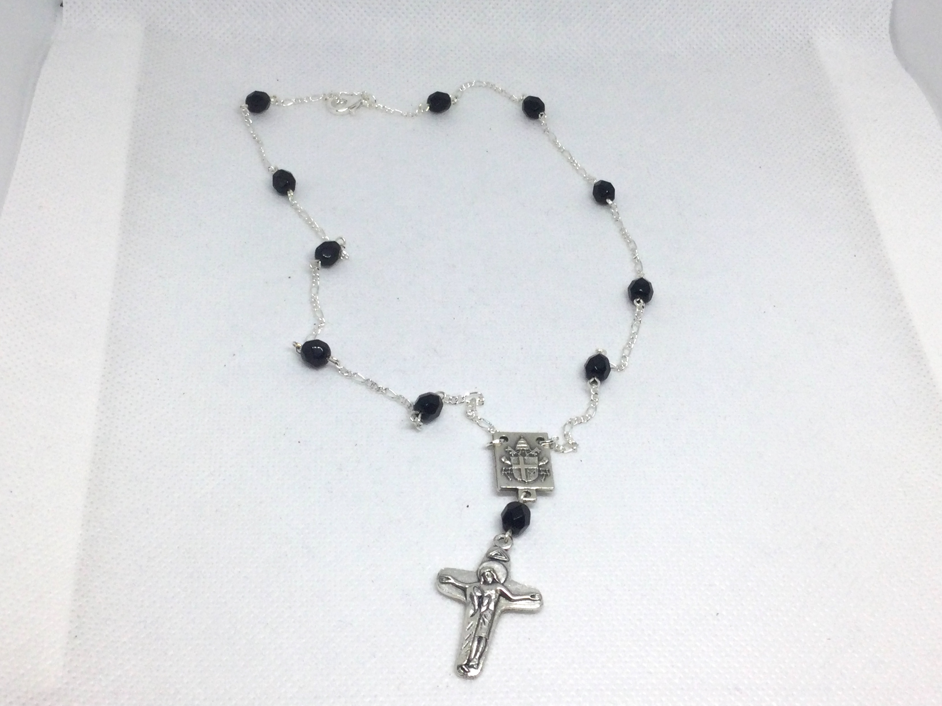 Black John Paul II Rosary Necklace